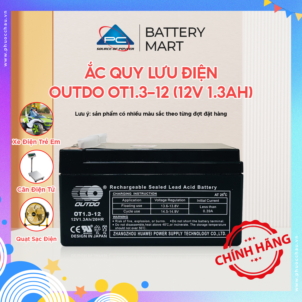 Ắc Quy Lưu Điện OUTDO OT1.3-12 - Bình Ắc Quy 12V 1.3AH | Lazada.vn