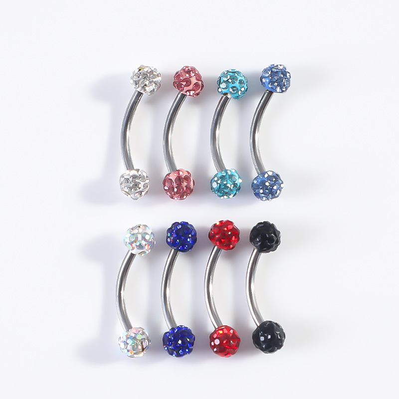 Soft ceramic ball eyebrow nail G23 titanium alloy thread perforated ...