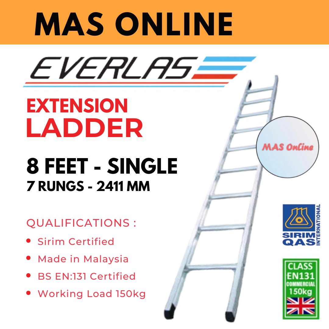 8 Feet Everlas Extension Ladder Tangga Slide Double Extension Triple ...