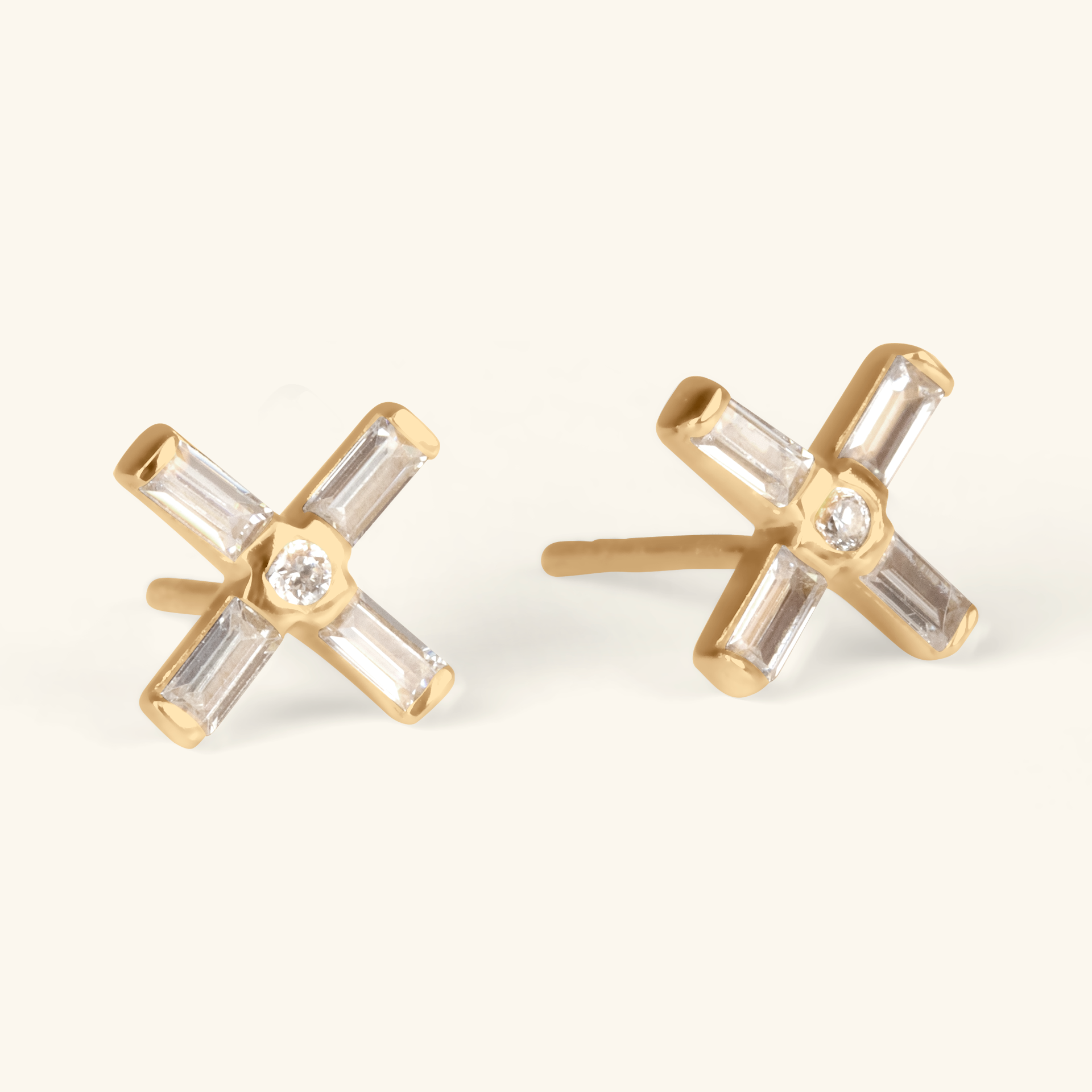 Foundry Baguette Cross Studs Vermeil and Sterling Silver | Lazada PH