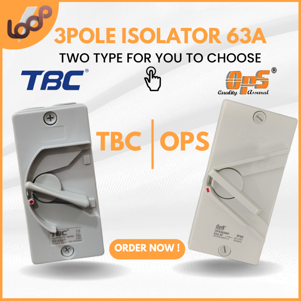 [READY STOCK] IP66 3POLE 63A ISOLATOR SWITCH (SUIS PENGASING) TBC / OPS ...