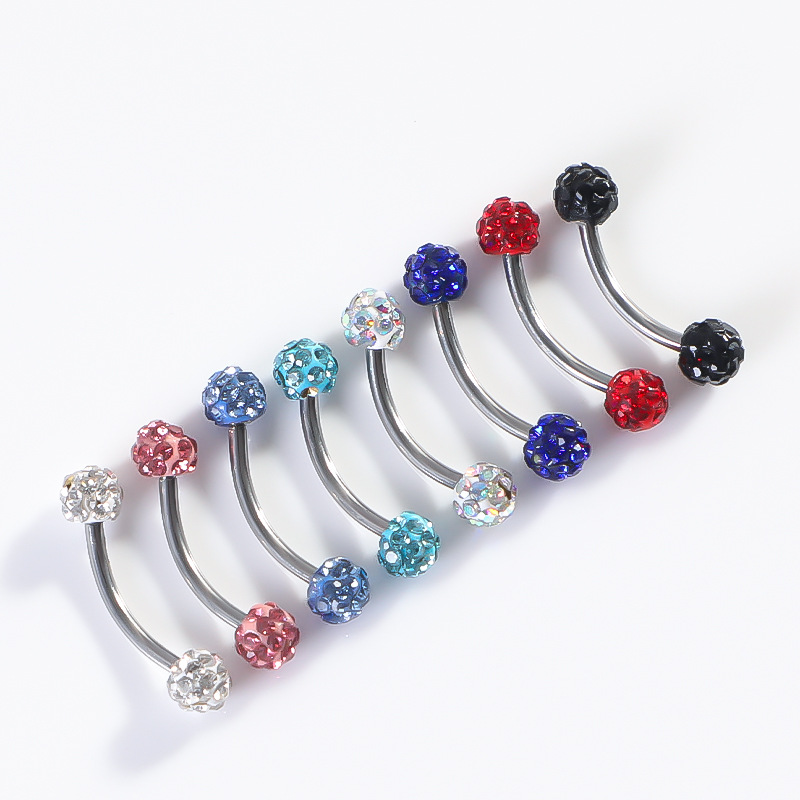 Soft ceramic ball eyebrow nail G23 titanium alloy thread perforated ...