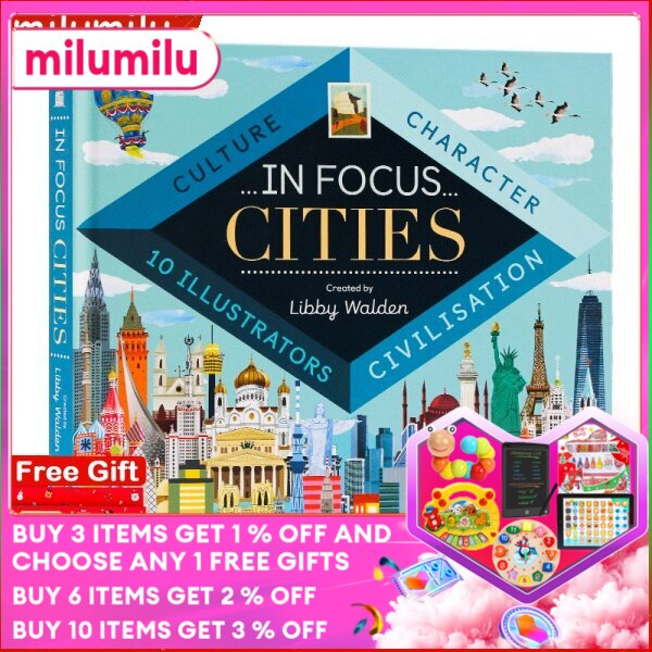 milumilu In Focus: Cities English Original Hardcover Large Open Book Page Turning Boy Cultural ...
