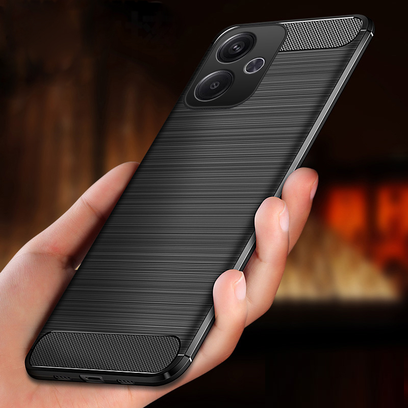 For Redmi 13 case Carbon Fiber Soft TPU Silicone Anti-fingerprint ...