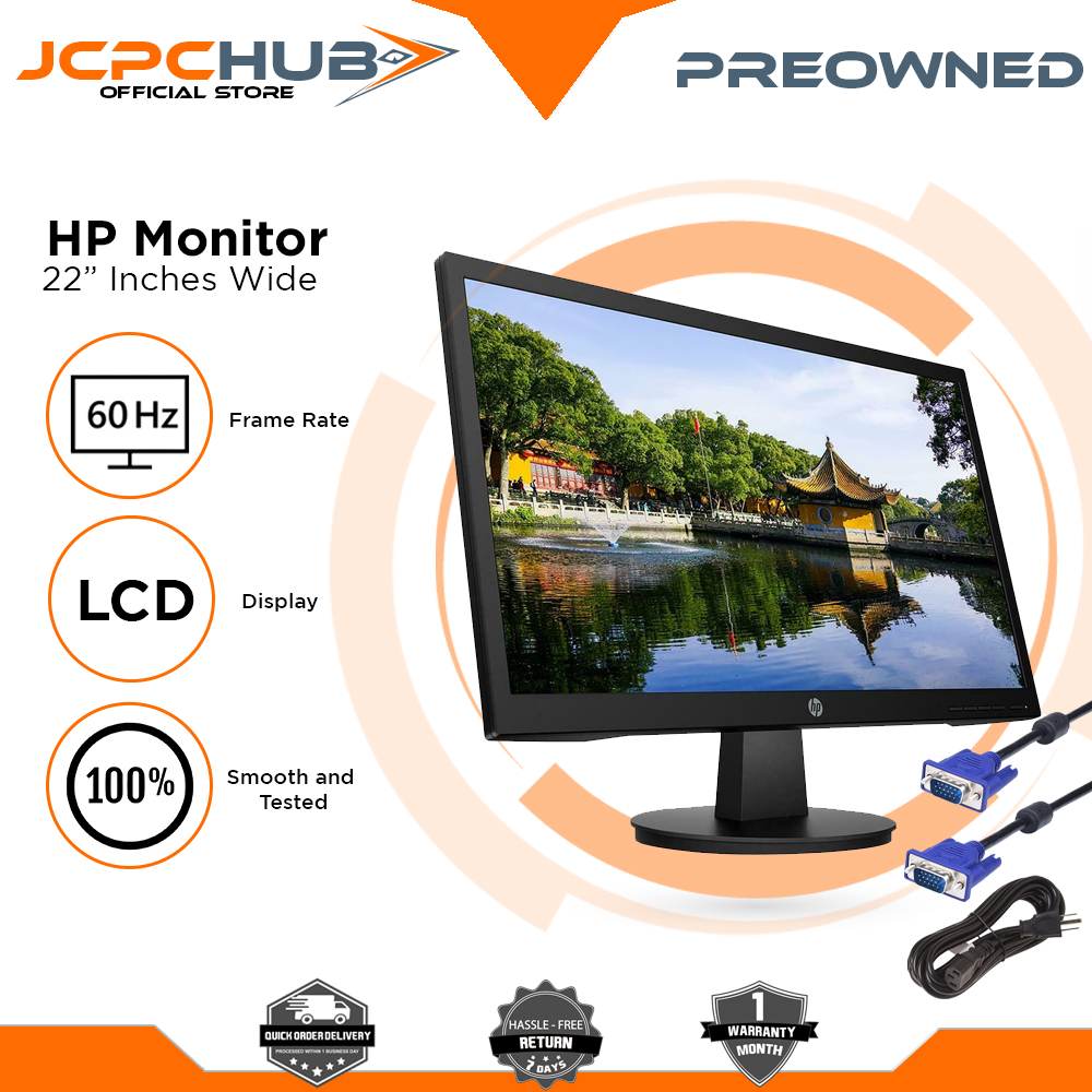 HP / Dell Monitor 22 Inch Wide Screen LCD | LED Monitor with Free Power ...