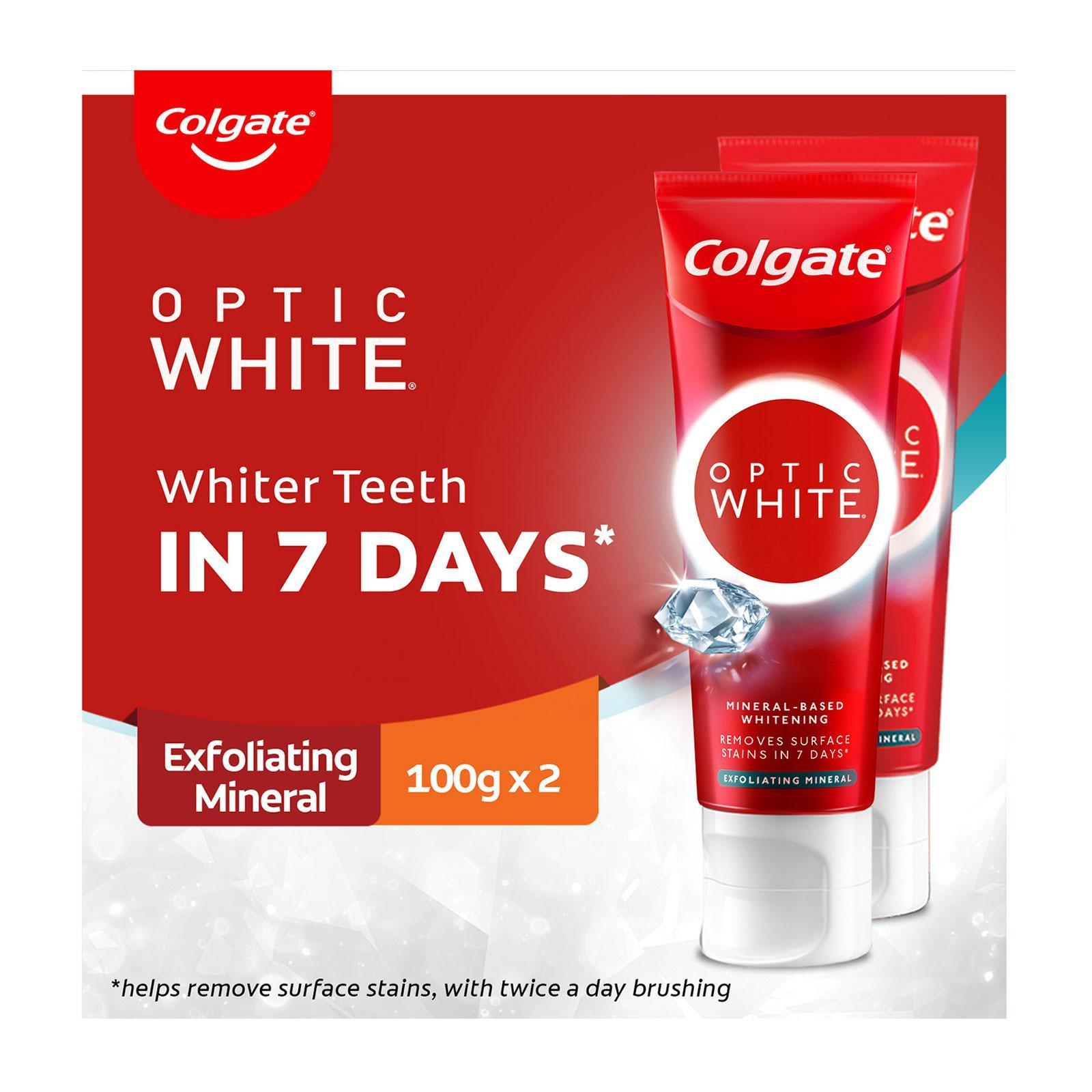 Colgate Optic White Exfoliating Mineral Whitening Toothpaste 100 G X 2 ...