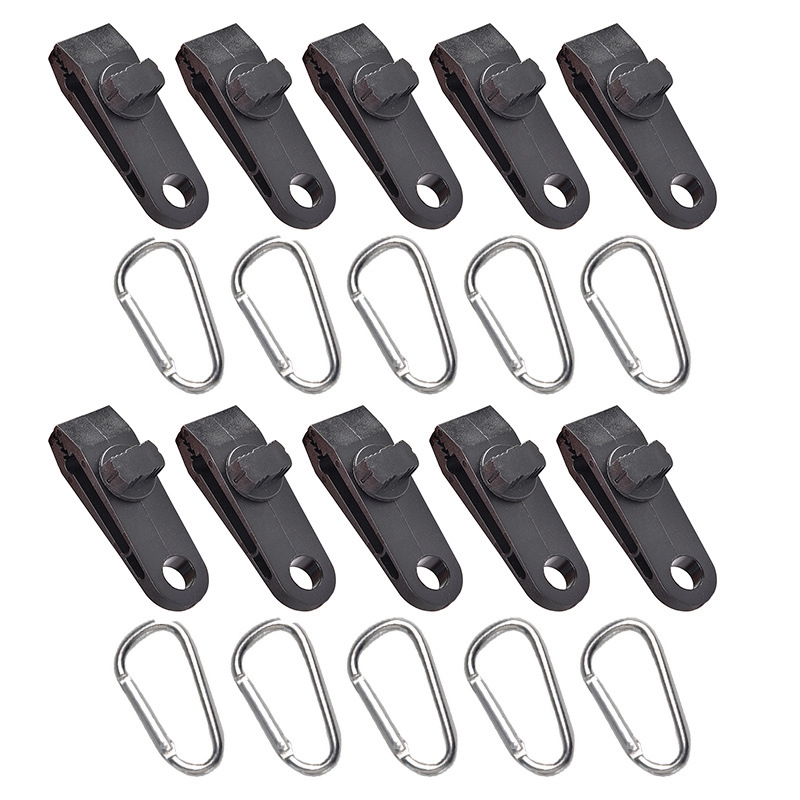 10 PCS Tarp Clips with Carabiner,Clamp Clip Snap Canvas Anchor Gripper ...