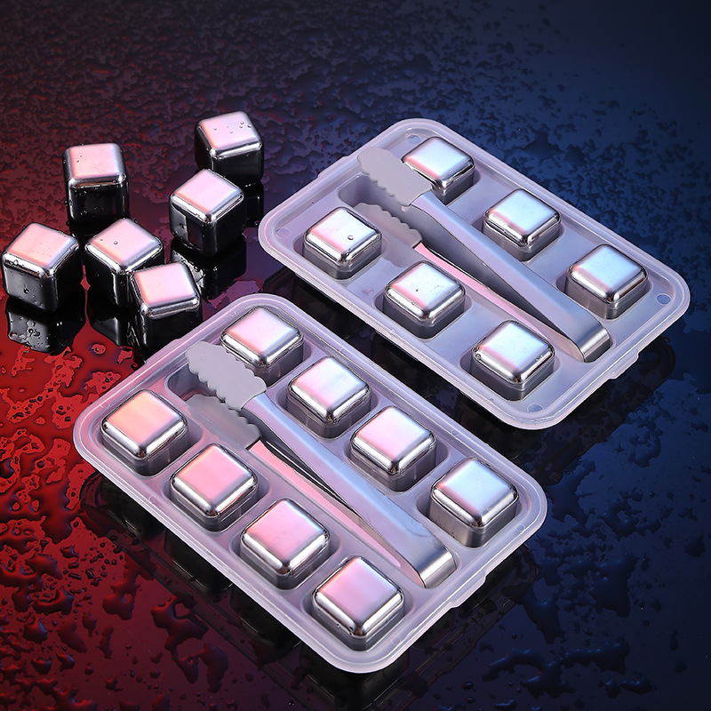 4/6/8/12 Pcs Stainless Steel Ice Cubes Set Reusable Chilling Stones for ...