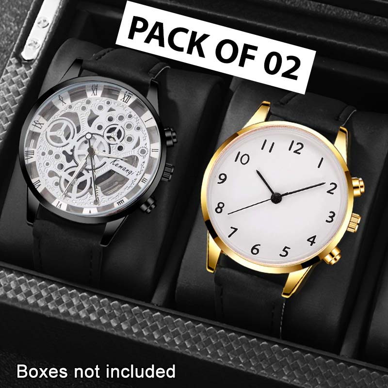 Pack of 2 Stainless Steel Casual Watch for Man SMART Quartz Watches for ...