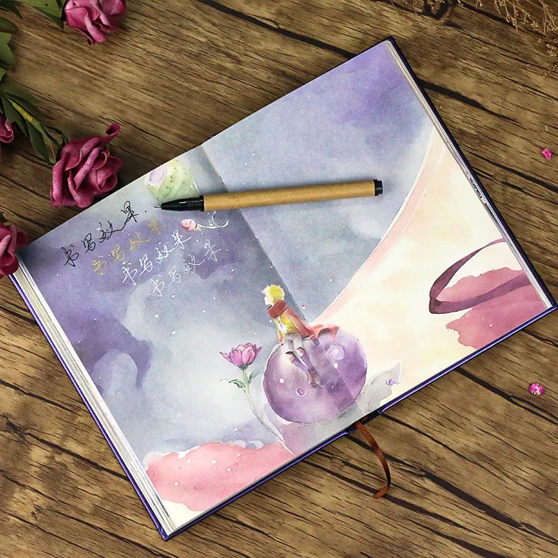 Hardcover Notebook Prince and Rose Series Cute Illustrations 128 Sheets Full Color Pages B6 ...