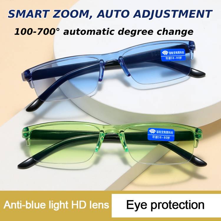 Smart Zoom Gradient Color Reading Glasses Anti-Blue Light Presbyopia ...