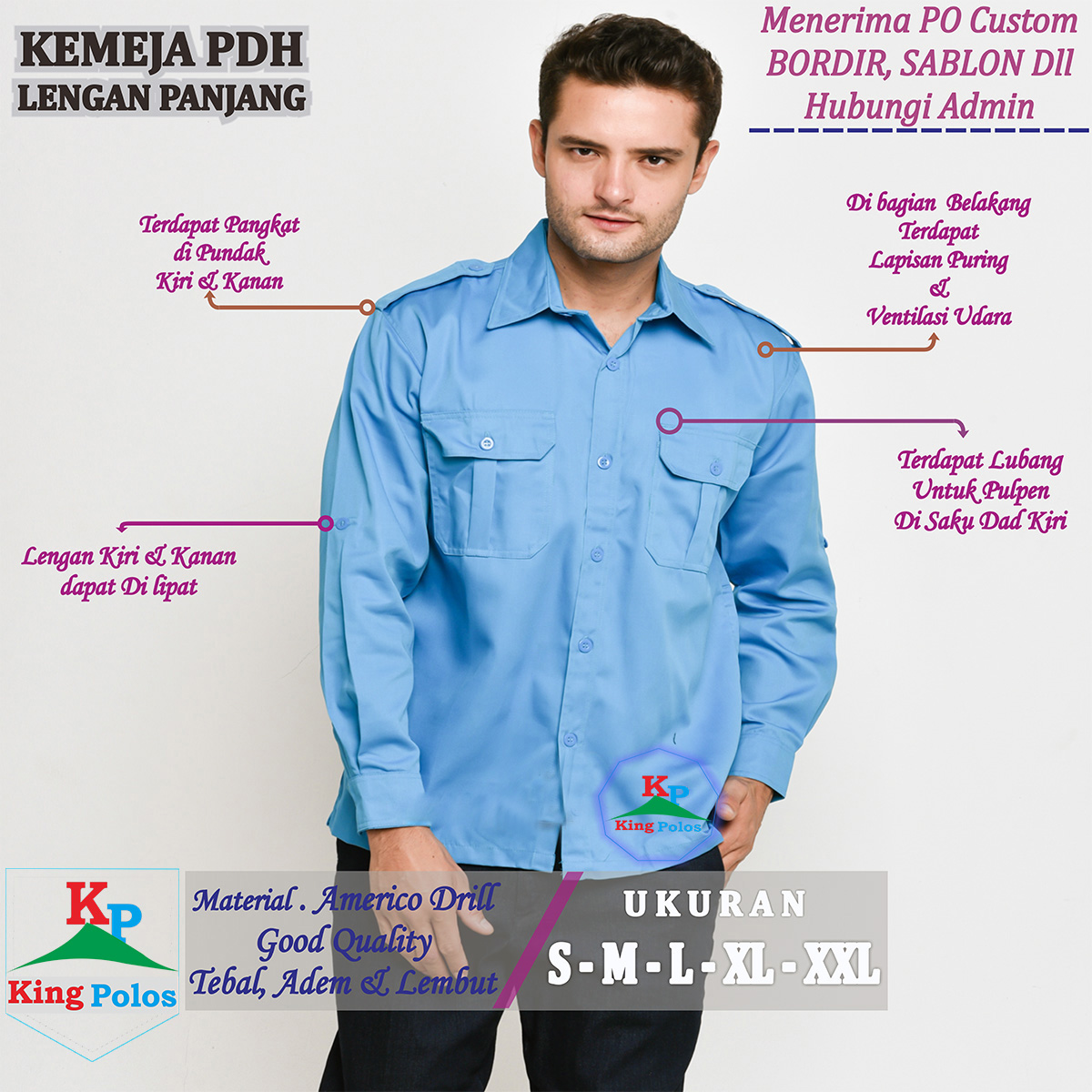 KEMEJA FORMAL PDH/PNS/ASN/PILOT/SATPAM Warna ABU-ABU | KEMEJA KERJA ...