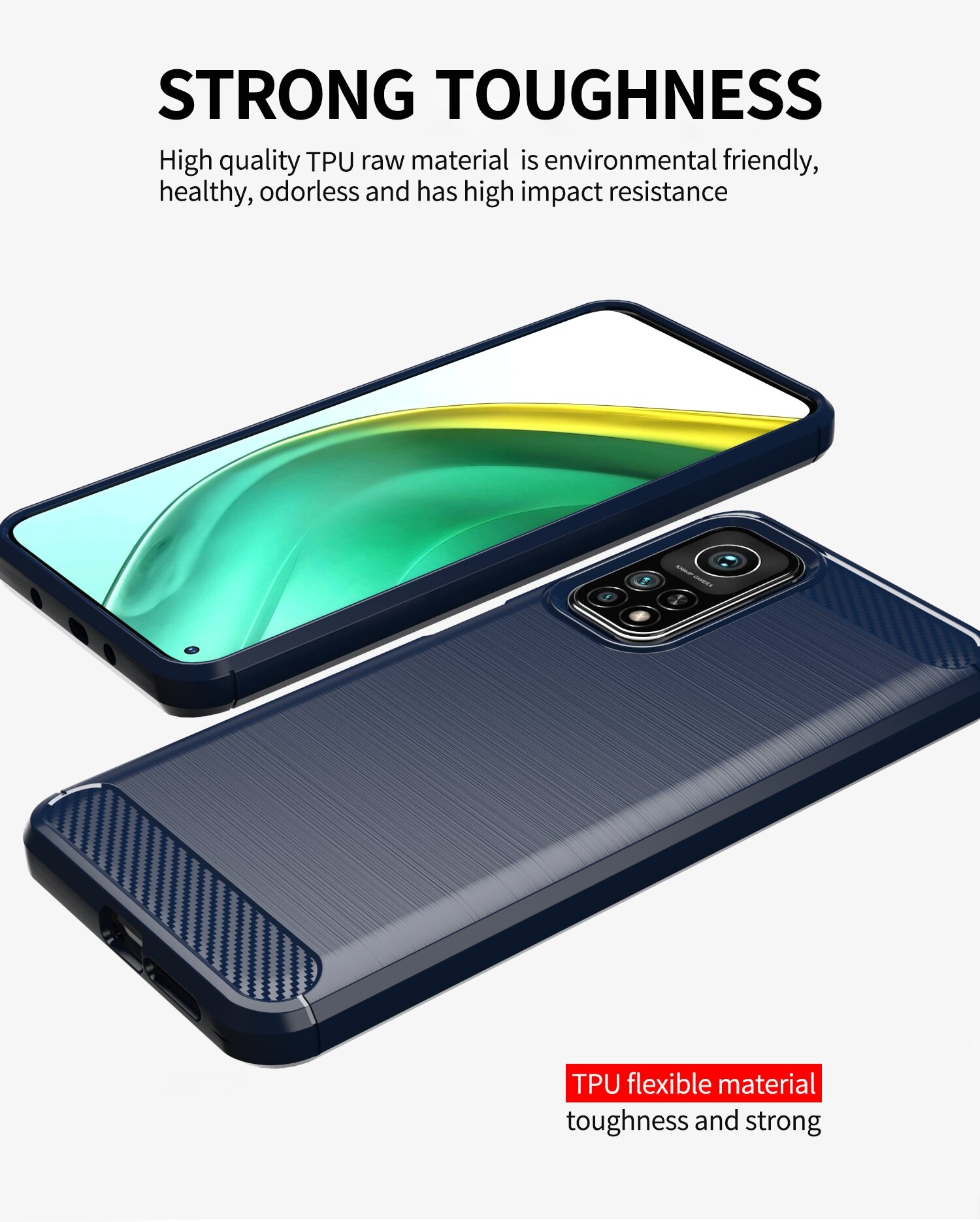 tzmar for Xiaomi Mi 10T / 10T Pro Case Cover Carbon Fiber Brushed TPU ...