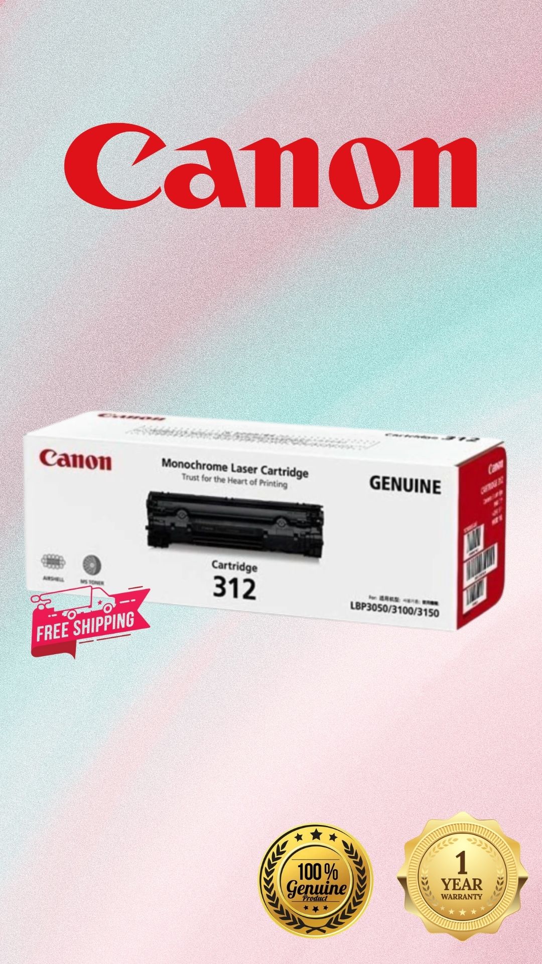 CANON 312 ORIGINAL BLACK TONER CARTRIDGE | Lazada