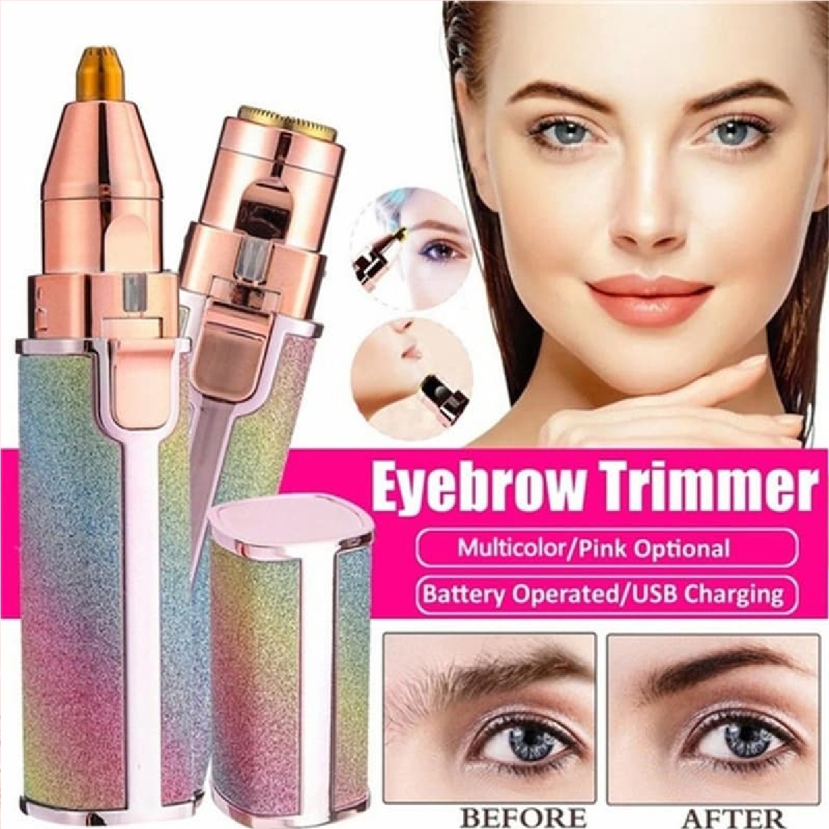 Pack of 02 - Premium Quality 2 in 1 Rechargeable Flawless Eyebrow ...