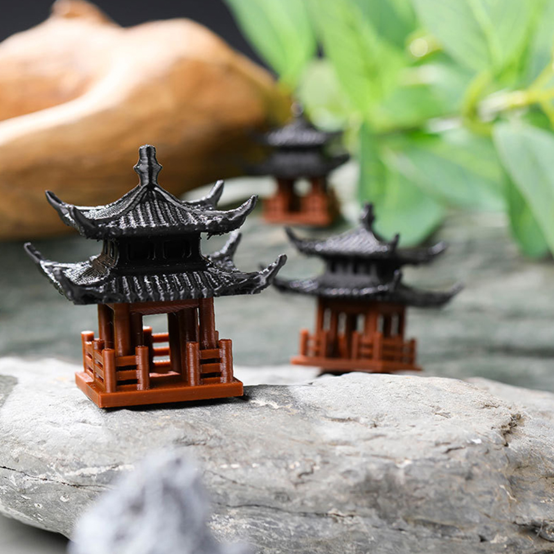 Mini Pagoda Statue Fairy Garden Decor Ancient Building Model Japanese ...