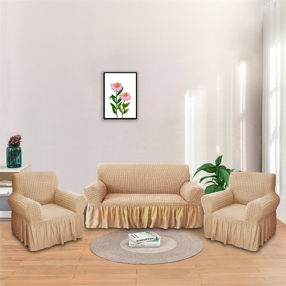 3 in 1 Set Seersucker Sofa Covers Stretchable 3 Pcs Sofa Set Cover 2 ...