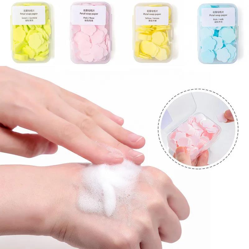 20pcs/box Small Soap Box Paper Hand Washing Bath Travel Fragrance Foam ...