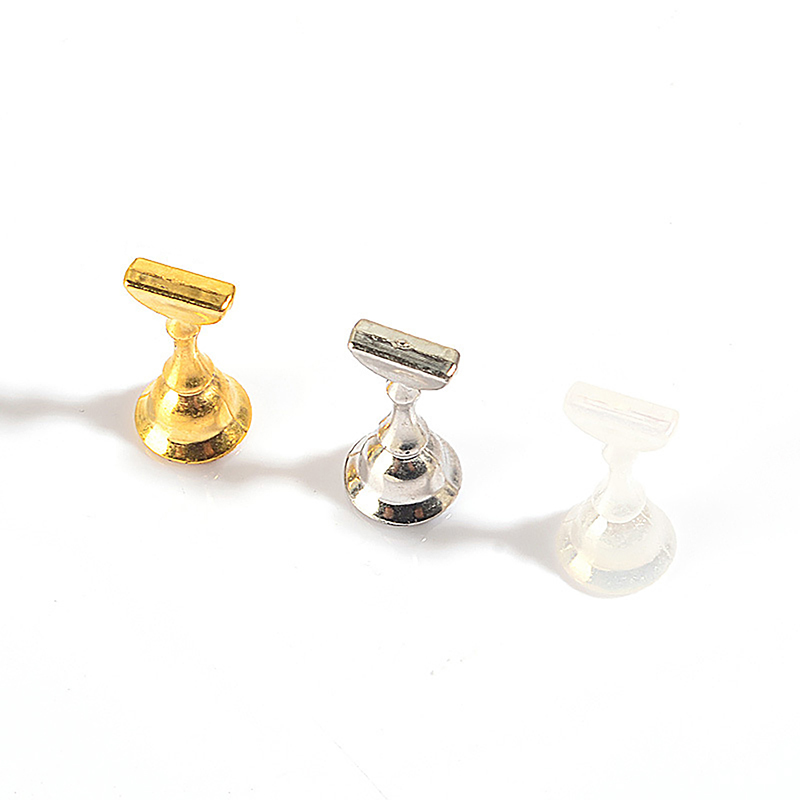 Nail Art Practice Holder Acrylic Double Row Base Set Gold Sliver ...