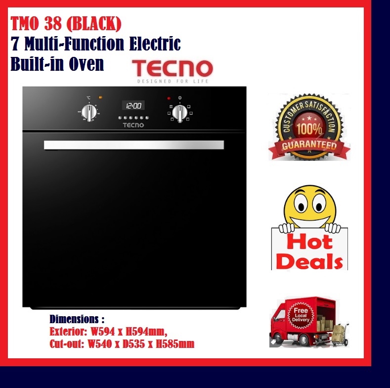 TECNO TMO 38[black] 7 Multi-Function Electric Built-in Oven Built-in ...