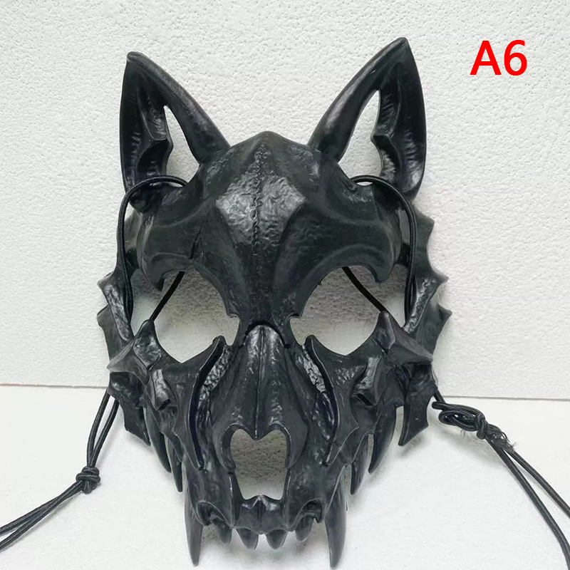 Party Skull Mask Long Teeth Demon Skeleton Half Face Mask Wolf Dragon ...