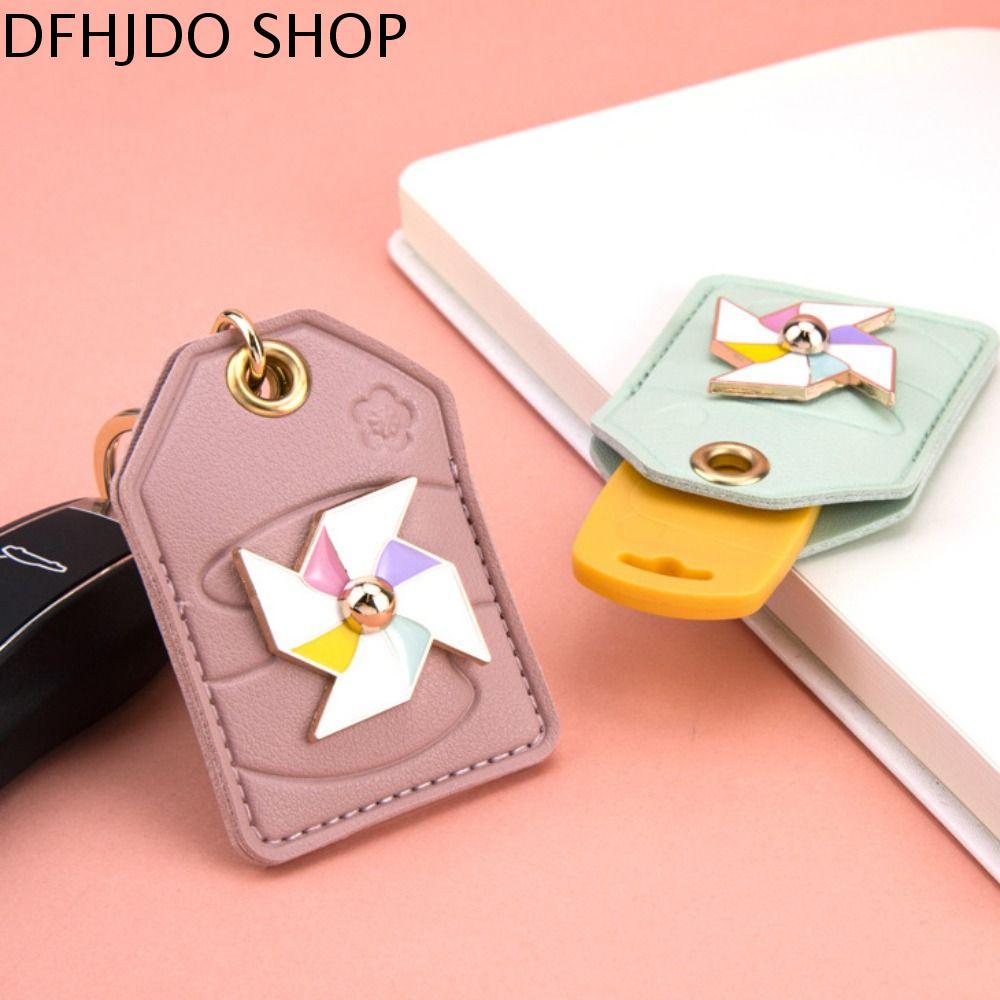 Leather Rotating Windmill Keychain Creative Cute Entrance Guard Card ...