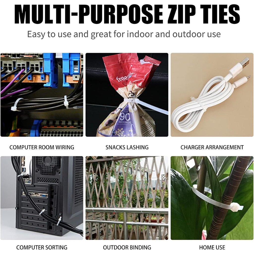 6" Inch Durable Plastic Zip Ties - Multi-Purpose Cable Ties for ...
