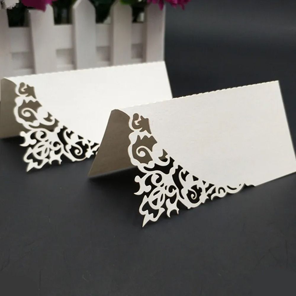 10pcs Signature Cards Laser Cut Wedding Table Place Cards Blank Folded ...