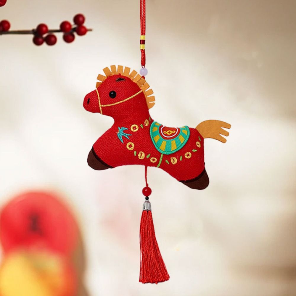Wealth Pony Cartoon Horse Stuffed Pendant Red Animal Pony Plush Doll ...
