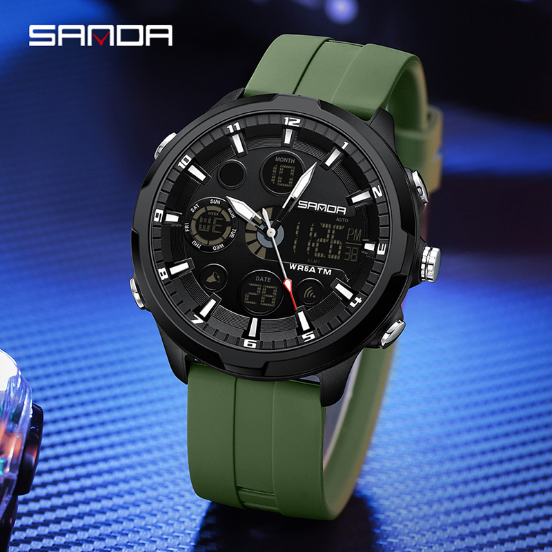 Sanda New Electronic Men Fashion and Leisure Watch Waterproof Night ...
