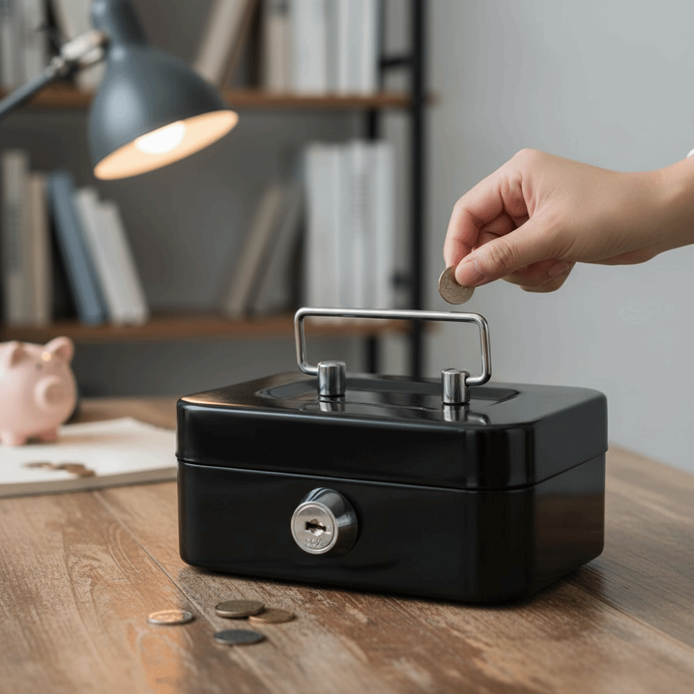 Coin Bank Mini Lockable Cash Box with Key Sturdy Construction Money ...