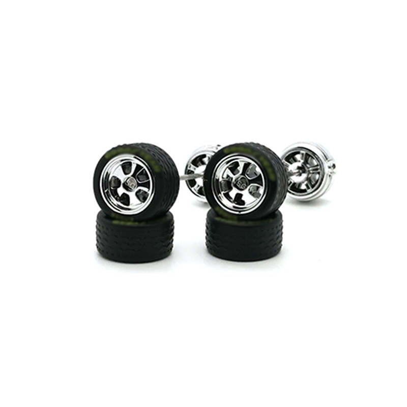 1 Set 10.80mm 1/64 Alloy Car Modified Wheels Model Removable Wavy Tires ...