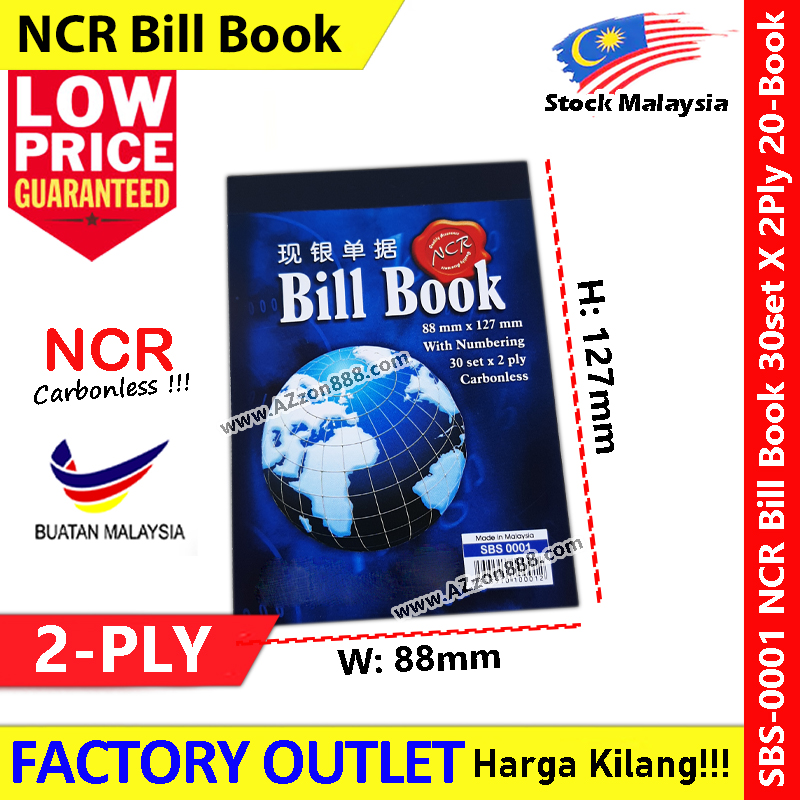 【20-Book】Bill Book NCR 88mm X 127mm with Numbering 30set X 2ply ...