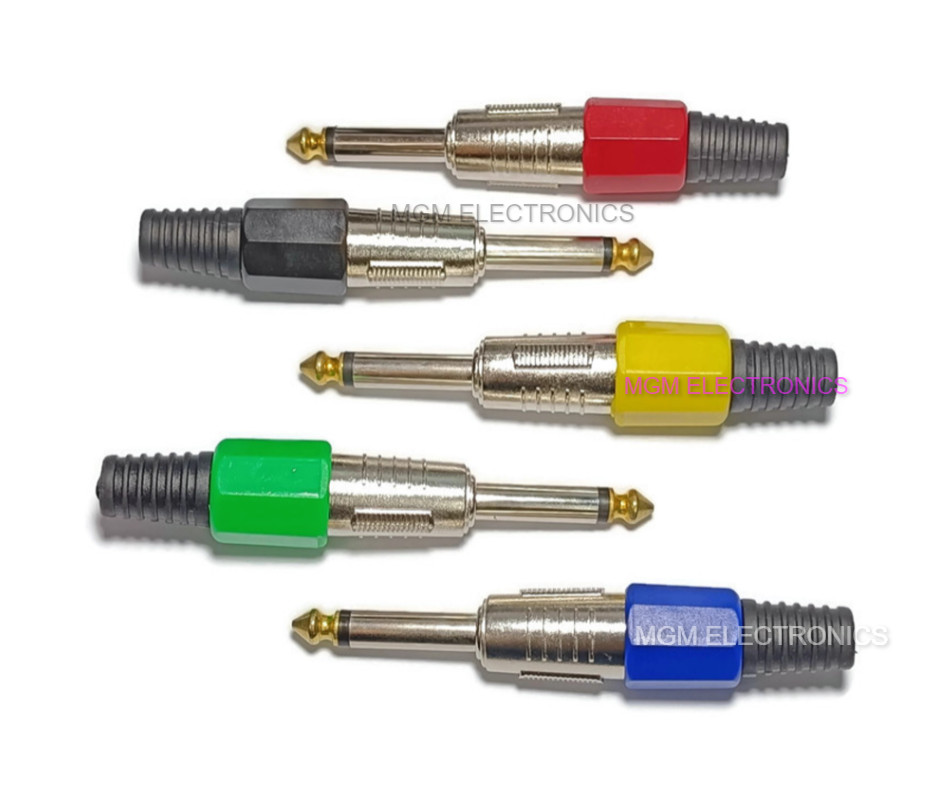 PL55 MONO MICROPHONE PLUG, 6.35 AUDIO CONNECTOR, COLORED RING HEAVY ...