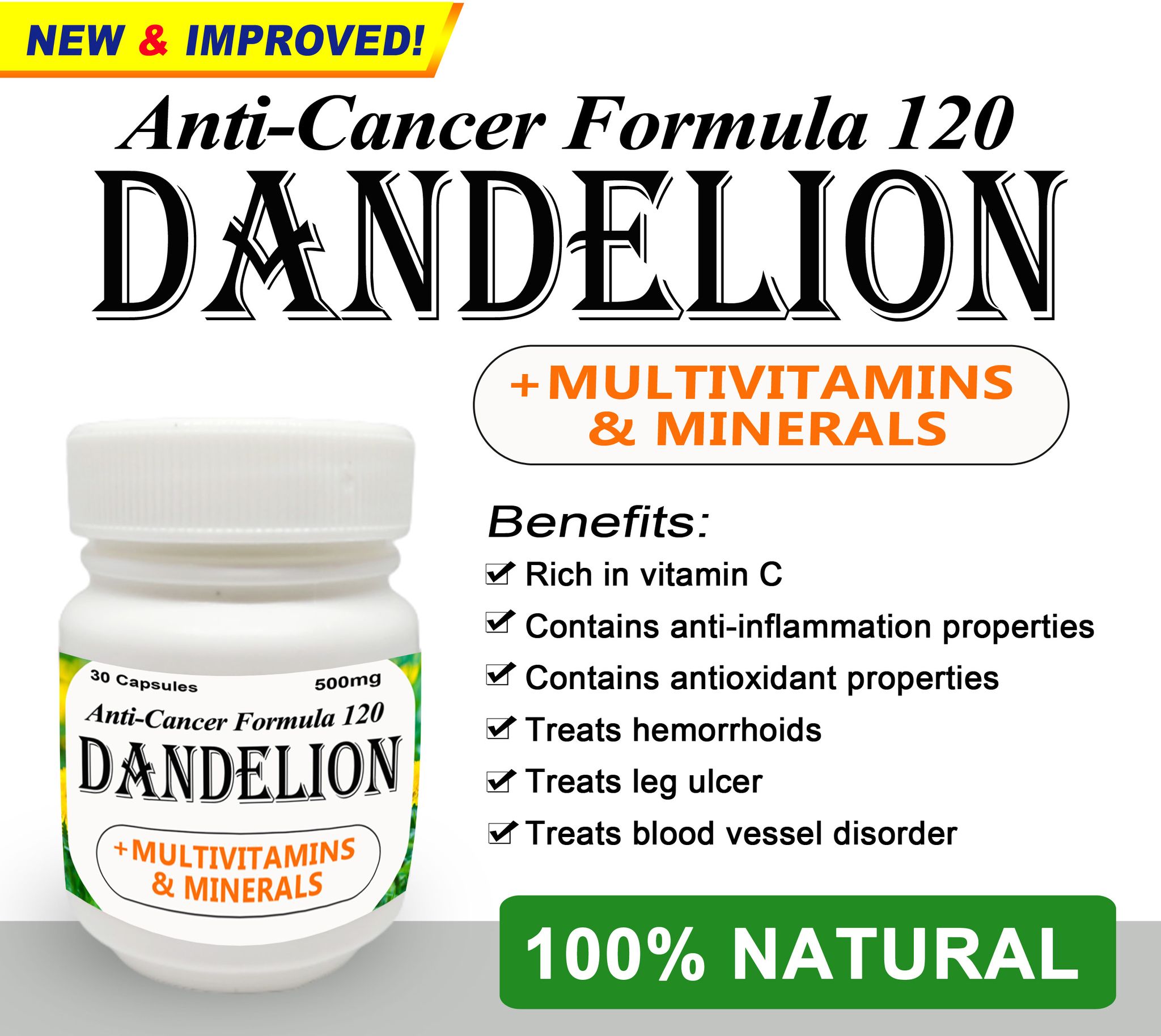 ANTI-CANCER FORMULA 120 DANDELION CAPSULES (MAIN) | Lazada PH