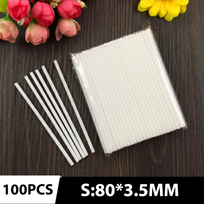 100 Plastic Lollipop Sticks Food Grade White Tube Candy Baking Plastic ...
