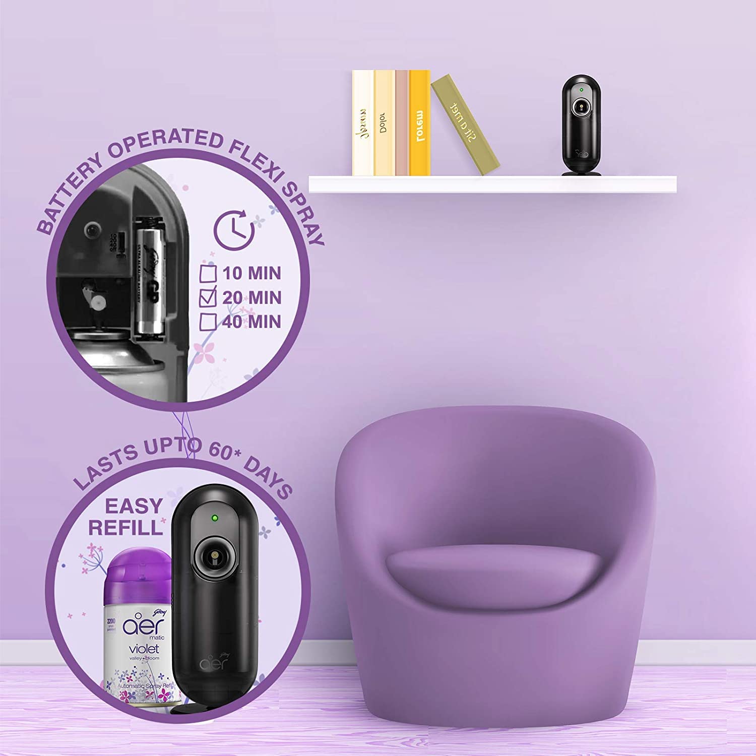 Automatic Room Spray Freshner Refill Can 60-Day pack | Godrej Aer Matic ...
