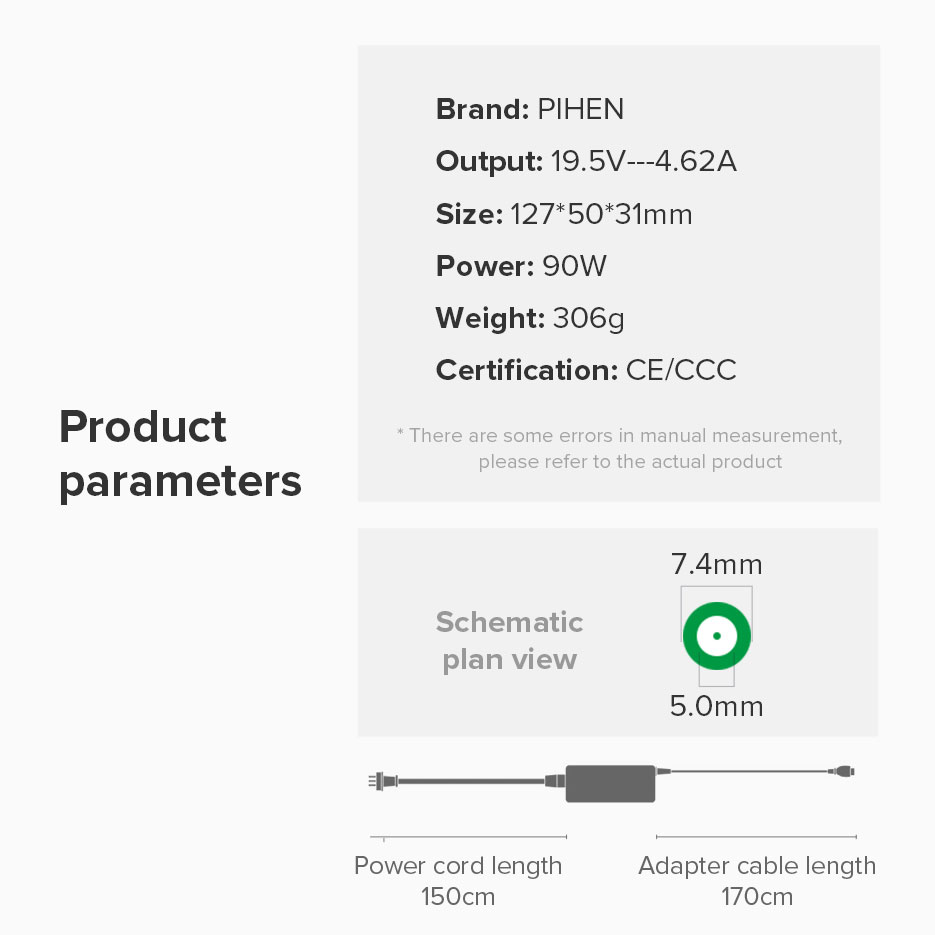 PIHEN 19.5V 4.62A 90W ที่ชาร์จแล็ปท็อปอะแดปเตอร์ AC สำหรับ Dell ...