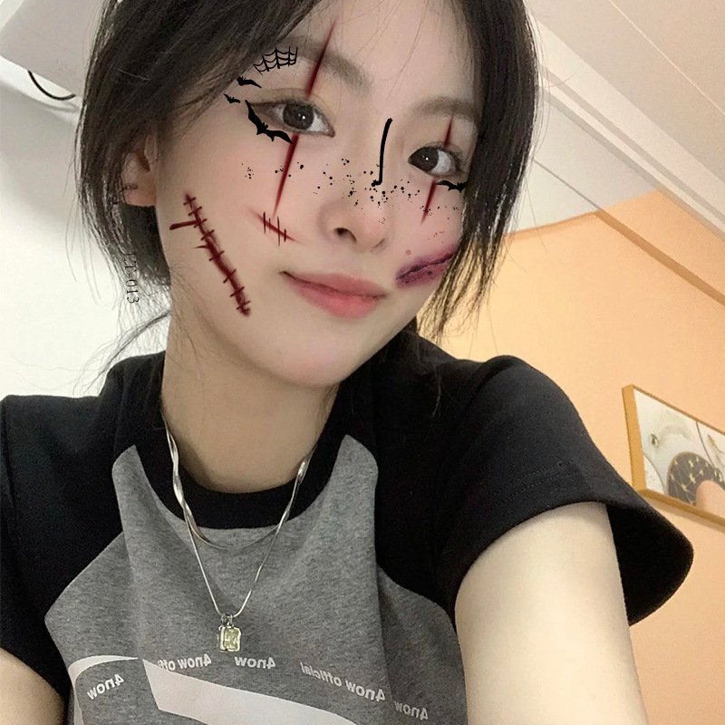 【Fashion-forward】Halloween tattoo Halloween face stickers funny party ...