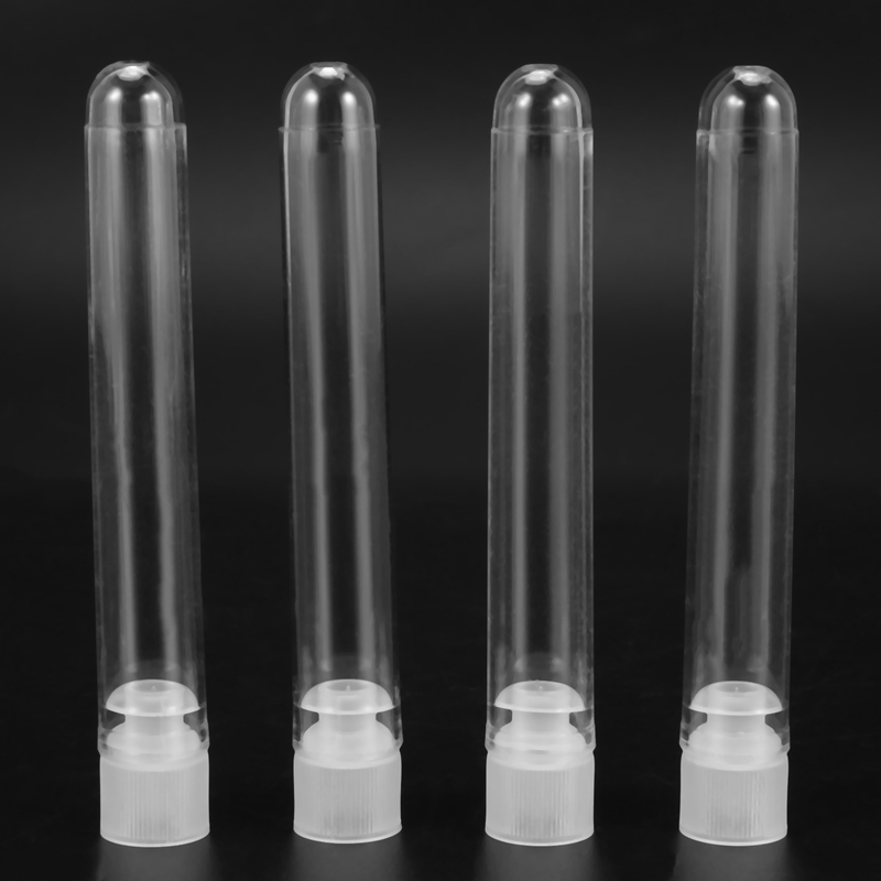 100Pcs Clear Plastic Test Tubes with White Screw Caps Sample Containers ...