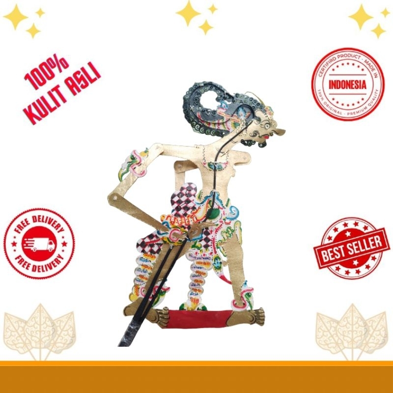 Wayang Kulit Asli 60cm Antasena/Ontoseno Emas Wayang Bahan Kulit Sapi ...