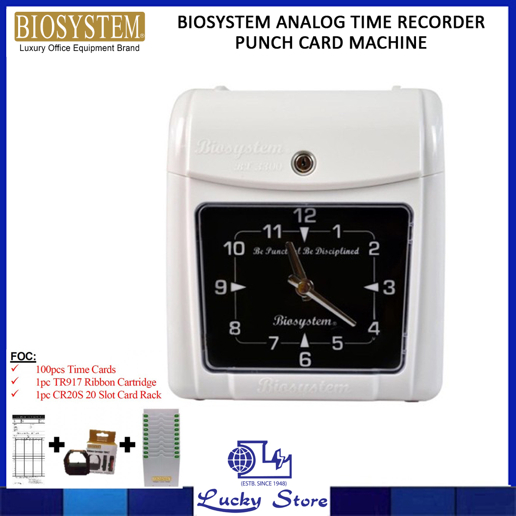 BIOSYSTEM TIME RECORDER MACHINE, PUNCH CARD, BX3300A, 1 YEAR WARRANTY ...