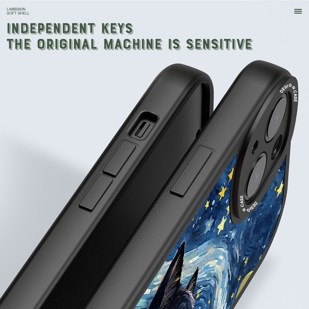 Hontinga for Redmi 13C Back Cover PU Leather Starry Night Black Cat ...