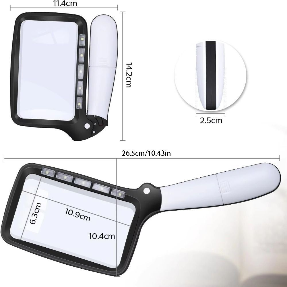 Easy To Carry 5 LED Lights Loupe Magnifier 3x Magnification Dimmable ...
