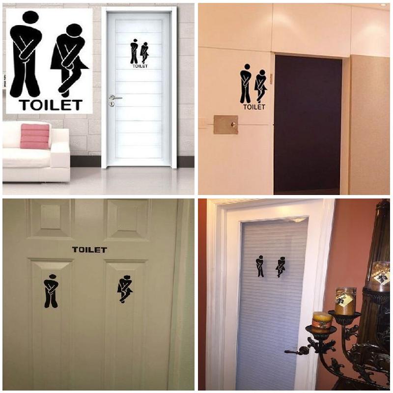 Stick Figure Toilet Door Sign Wall Sticker Vinyl Decal Decor - Dark ...