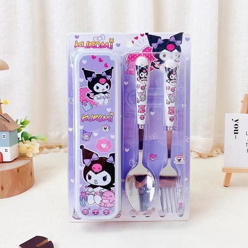 Sanrio Cartoon Tableware Kuromi Melody Cinnamon Stainless Spoon Fork ...