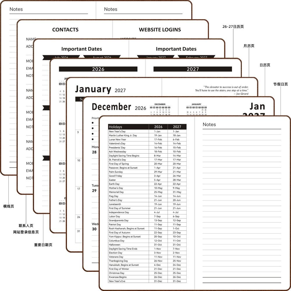 Taking Notes English 2026 Schedule Planner Notepad 12 Months Pu Agenda ...