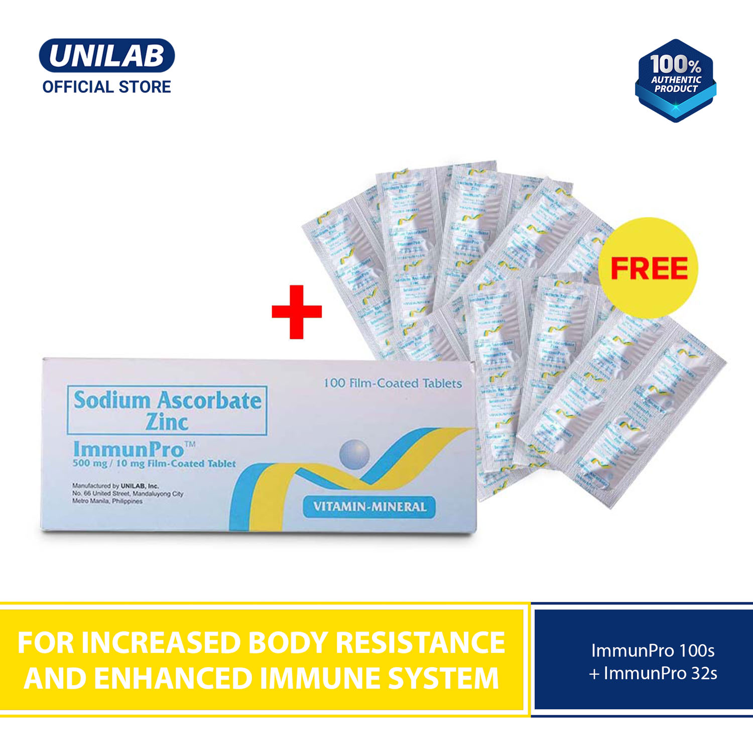 Exclusive Promo: Buy ImmunPro 1 box of 100 Tablets, Get Free 32 Tablets | Lazada PH