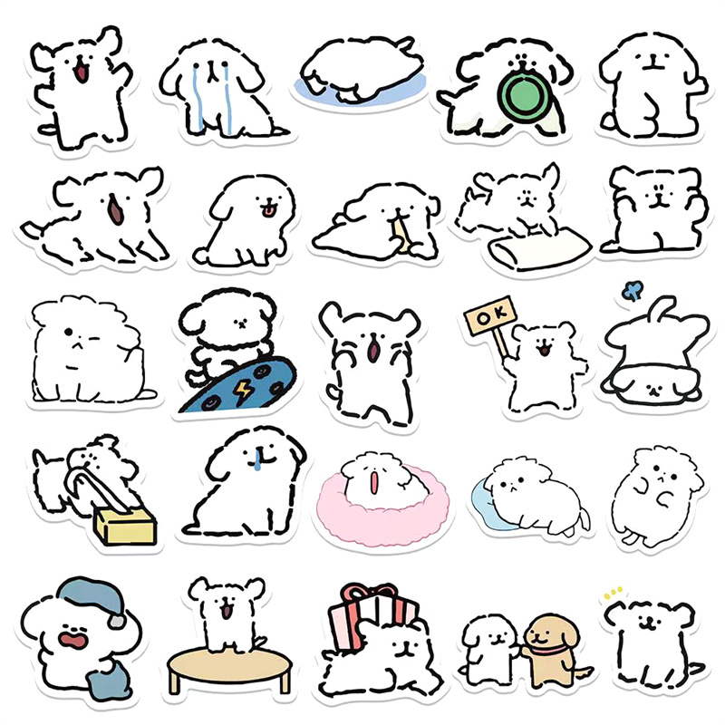 100PCS/set Cartoon Cute Line Dog In The Book Stickers DIY Graffiti ...