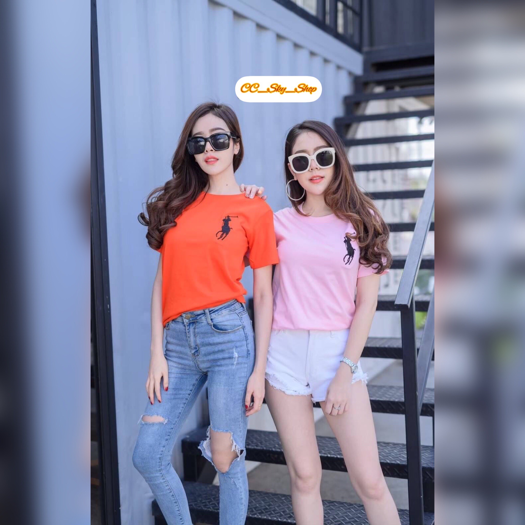 เสื้อยืดแขนสั้น POLO (รูปม้า) งานปักม้า-งานป้าย Cotton100% NO.R01 (SMLXL) - CC_Sky_Shops - ThaiPick